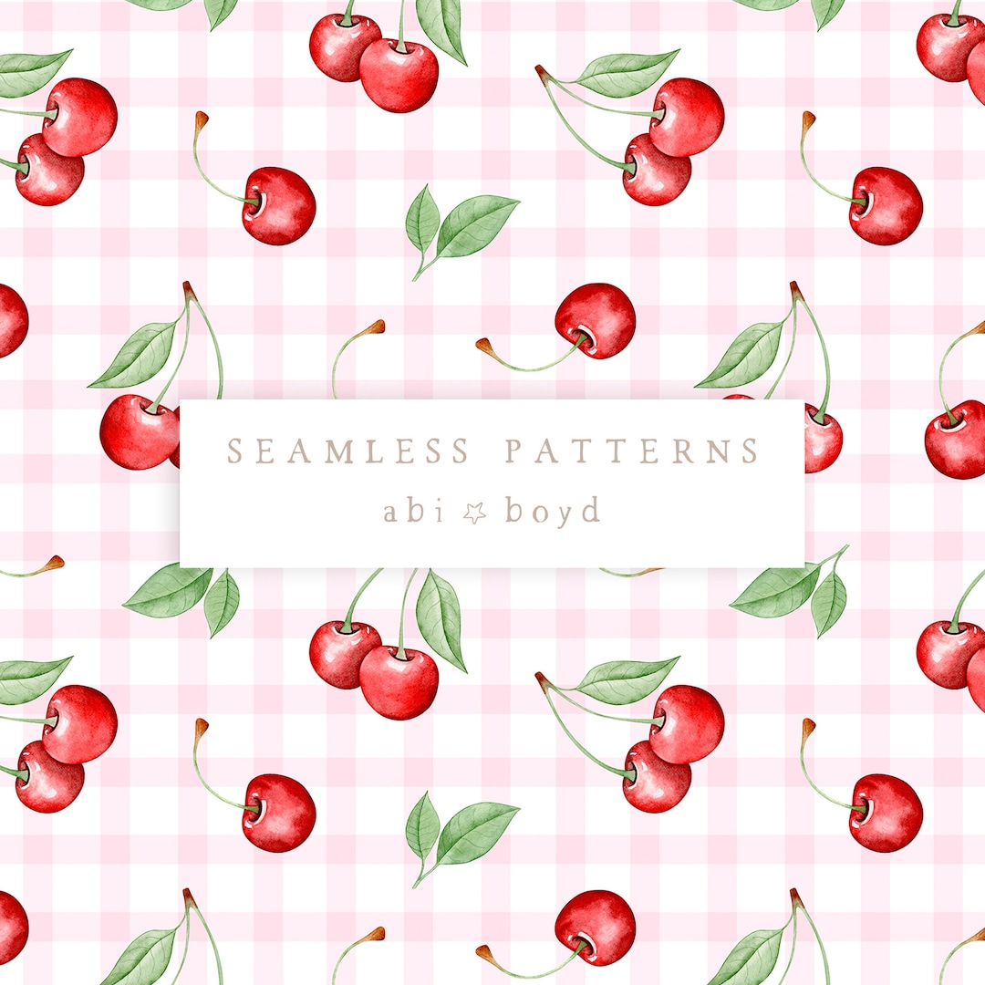 Watercolor Cherries, Cherry Seamless Pattern, Cherry Digital Paper ...
