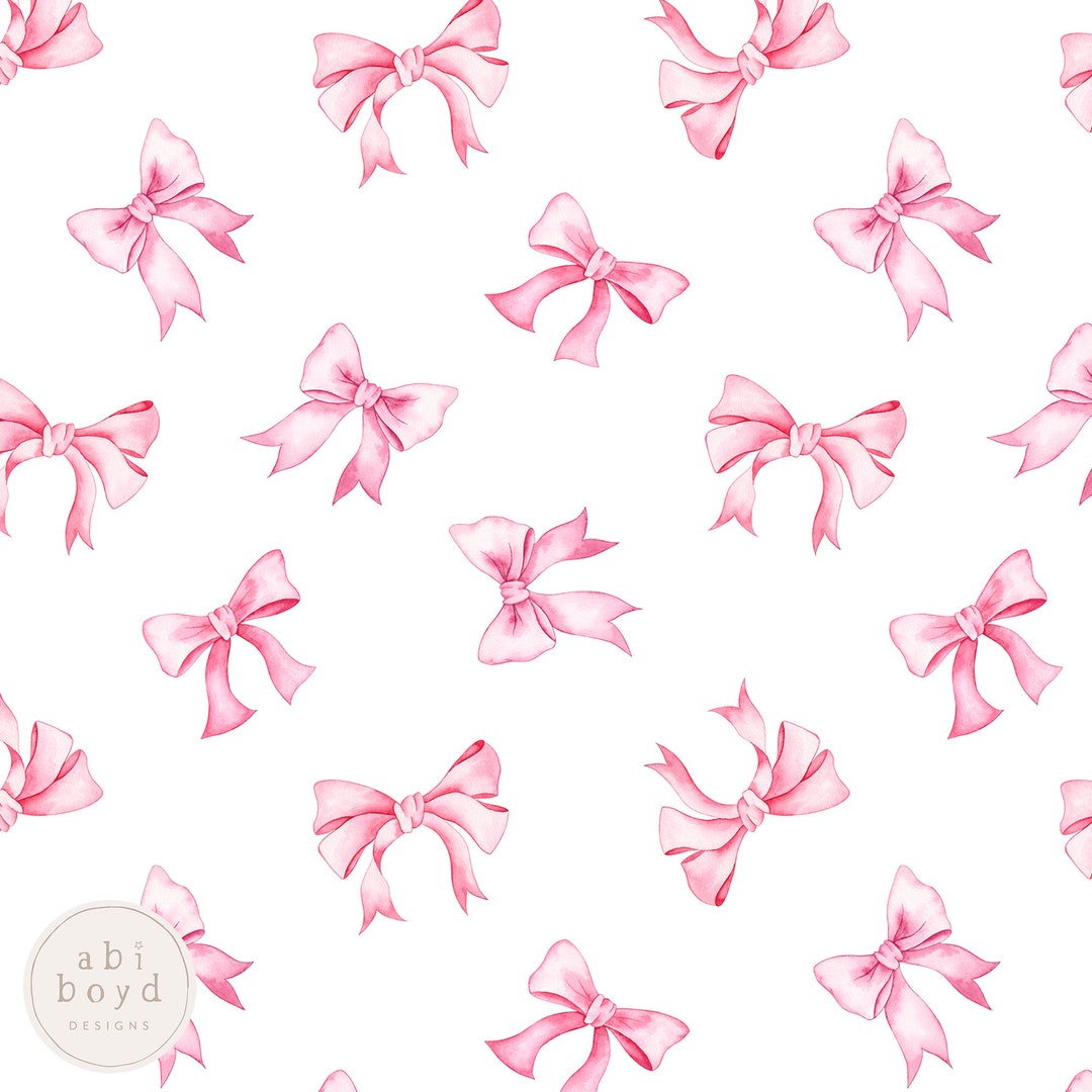 Pink Coquette Bow Seamless Pattern, Pink Watercolour Ribbon Repeating ...
