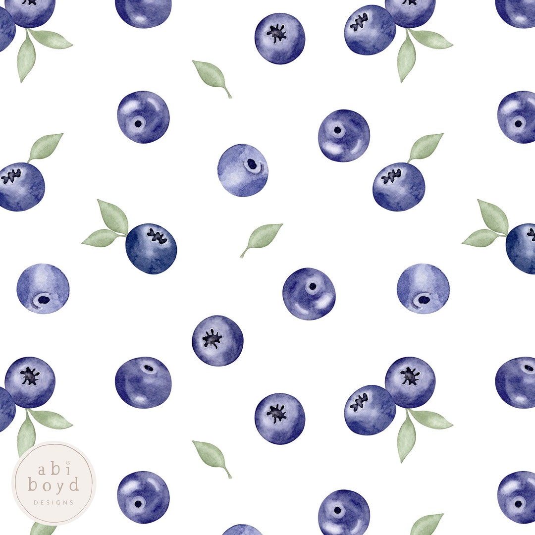 Watercolor Blueberries Seamless File, Simple Blueberry Repeating ...