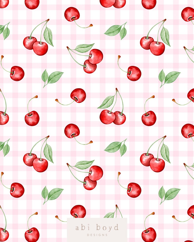 Watercolor Cherries, Cherry Seamless Pattern, Cherry Digital Paper ...