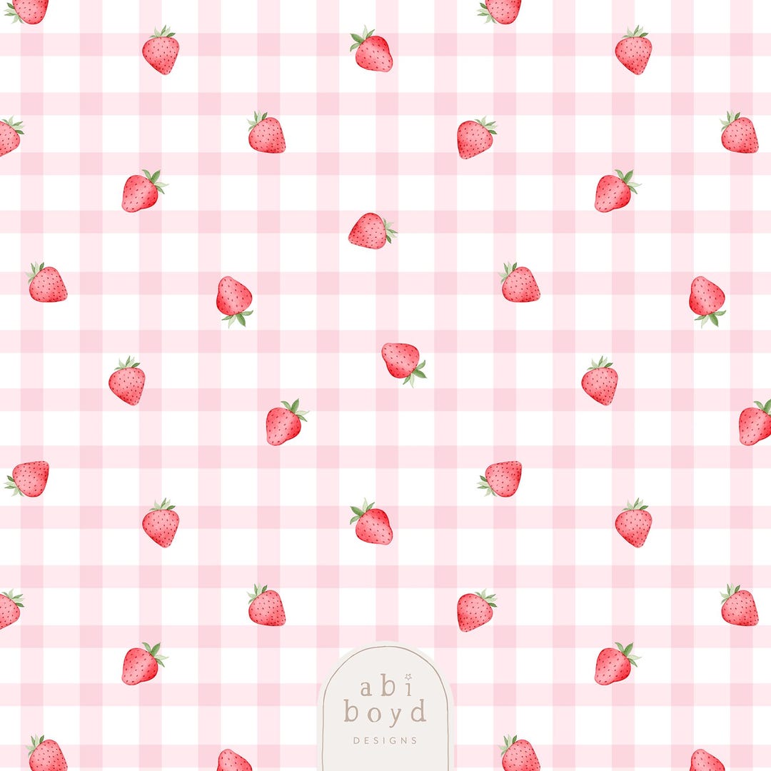 Simple Strawberry Seamless Pattern, Cute Pink Strawberries Repeating ...