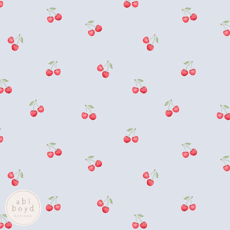 Simple Cherries Seamless Pattern, Cute and Dainty Cherry Repeating ...