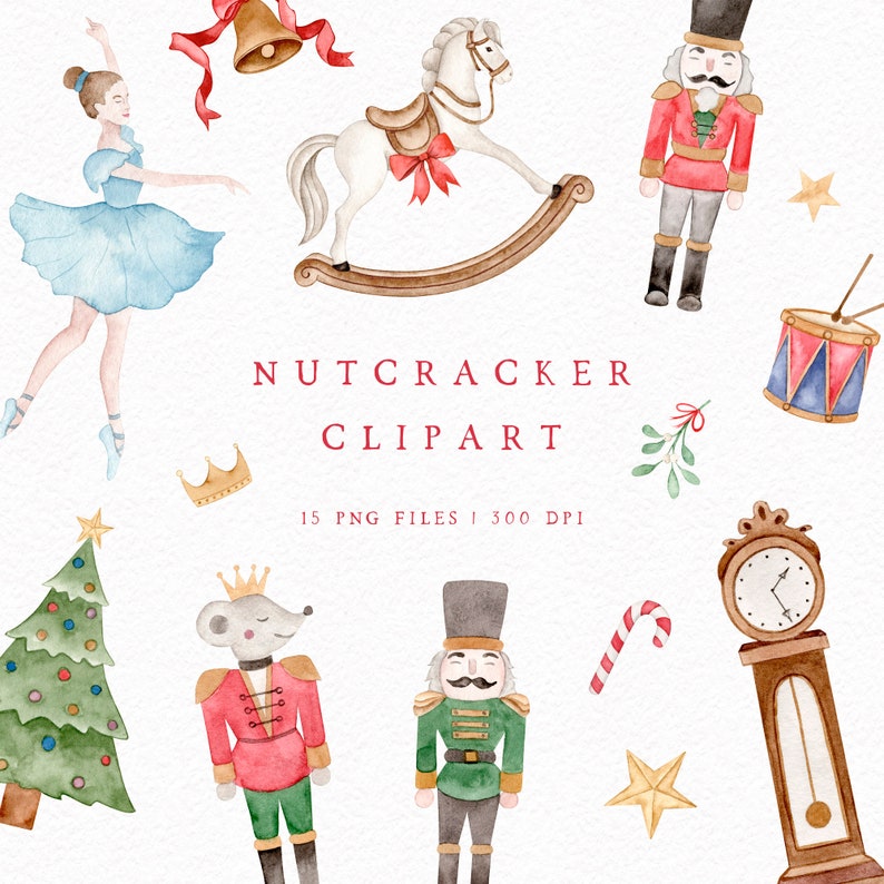 Nutcracker Watercolor Clipart, Christmas Clipart Set, Nutcracker PNG ...