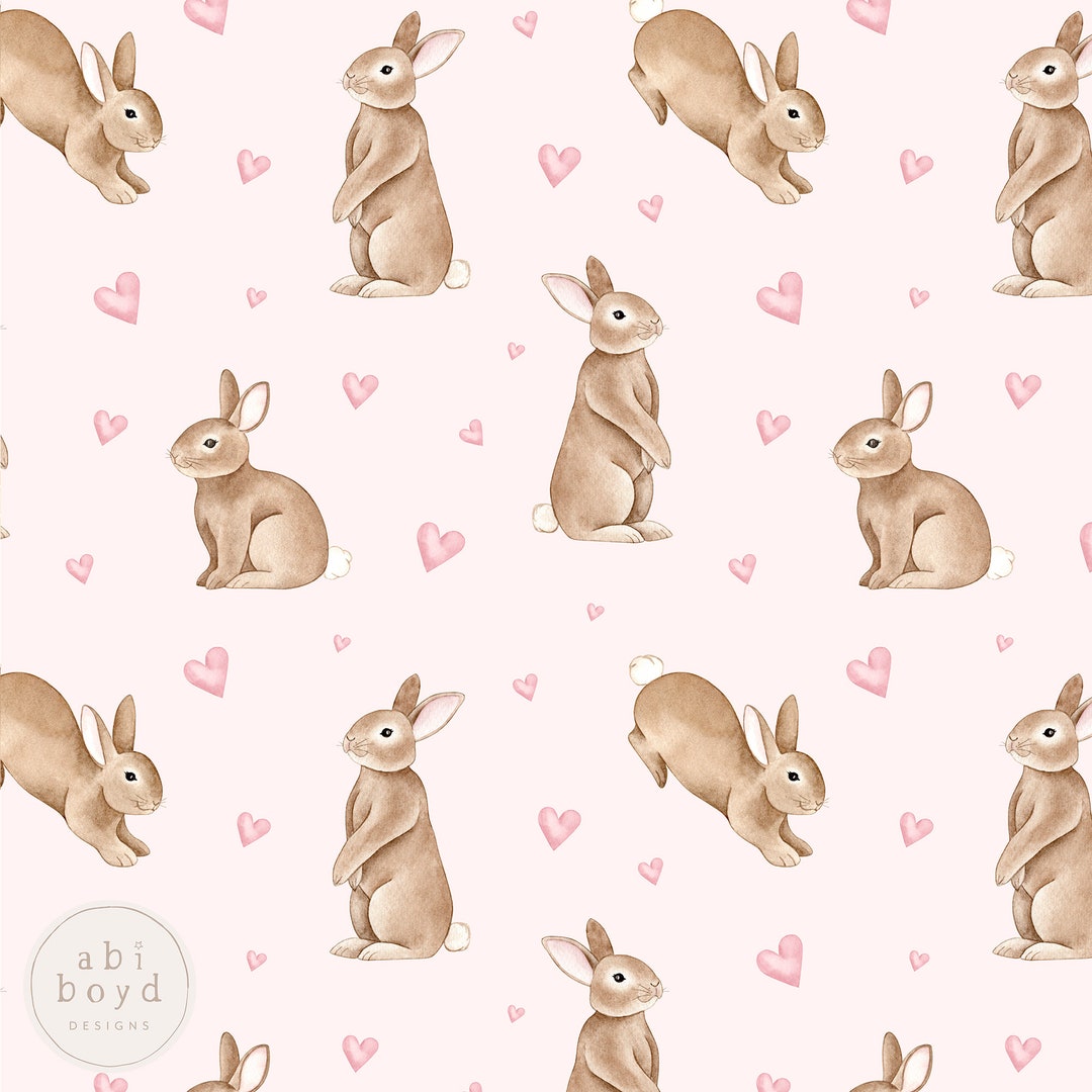 Bunny Rabbit Valentine's Seamless Pattern, Repeating Pattern, Love ...