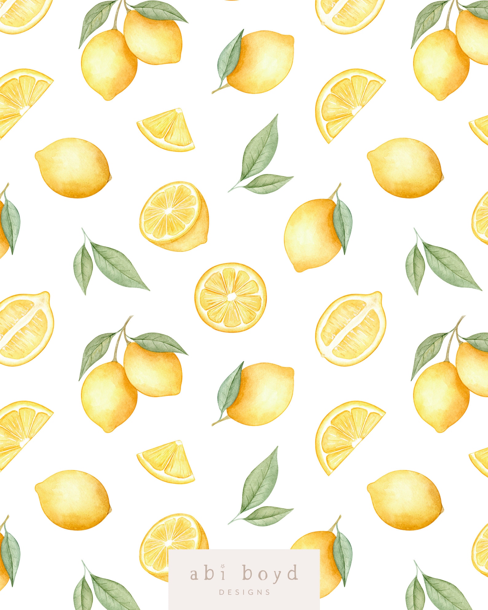 Lemon Seamless Pattern, Watercolor Lemons Design, Fruit Repeat Tile ...