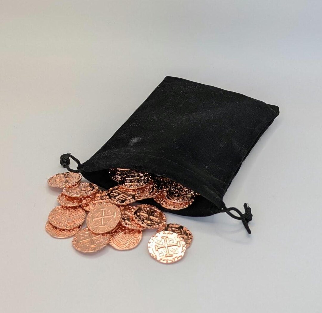 Small Copper Metal Coins in a Velvet Bag, 20 Mm, for Board Games, LARP ...
