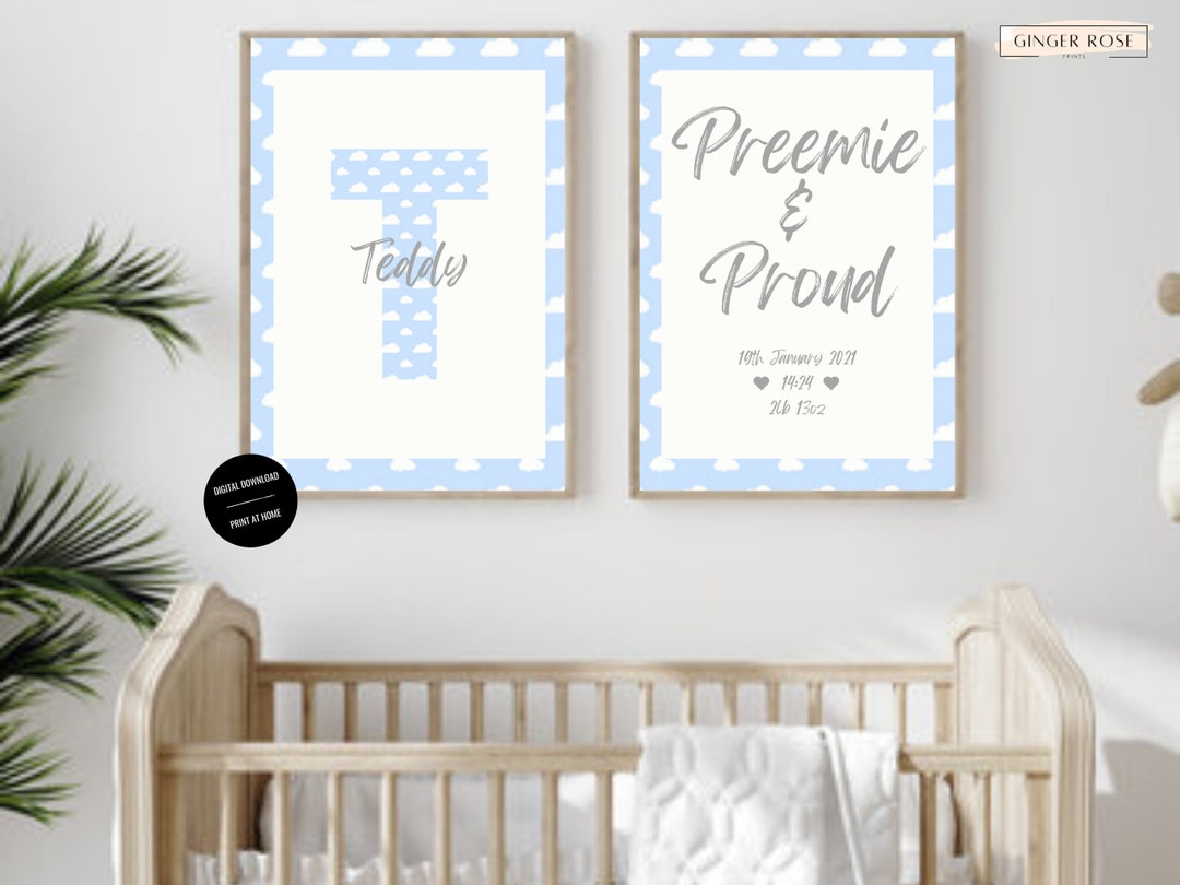 Personalised Print Quote, Set of 2 Premature Baby Prints, Baby Boy ...