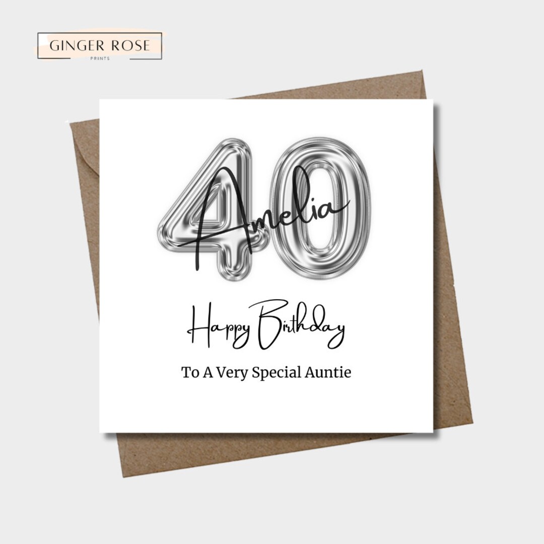 Personalised 40th Birthday Card, Daughter, Sister, Cousin, Aunt, Niece ...