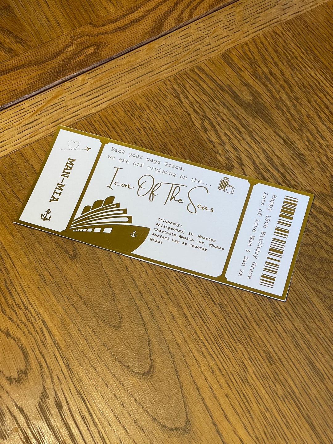 Personalized Cruise Gold Foil Ticket: Surprise Trip Keepsake - Etsy
