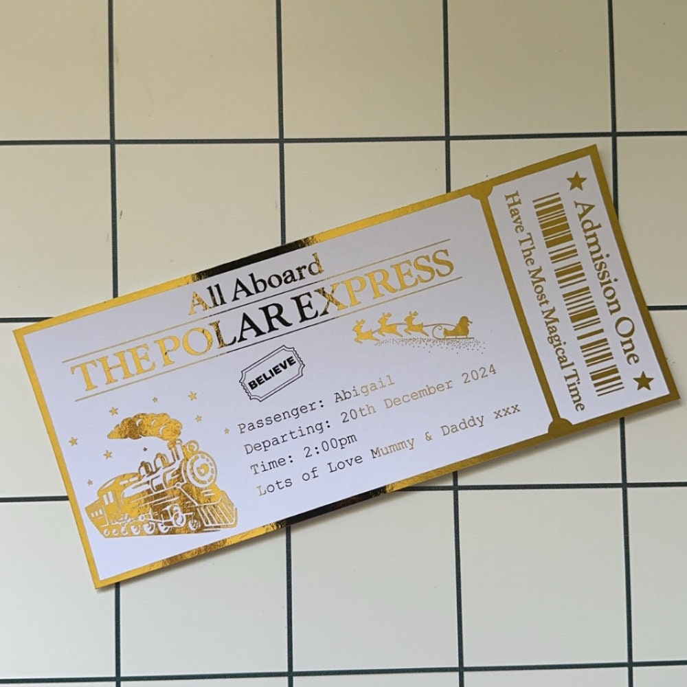 Personalised Polar Express Foil Ticket, Polar Express Ticket, Surprise ...