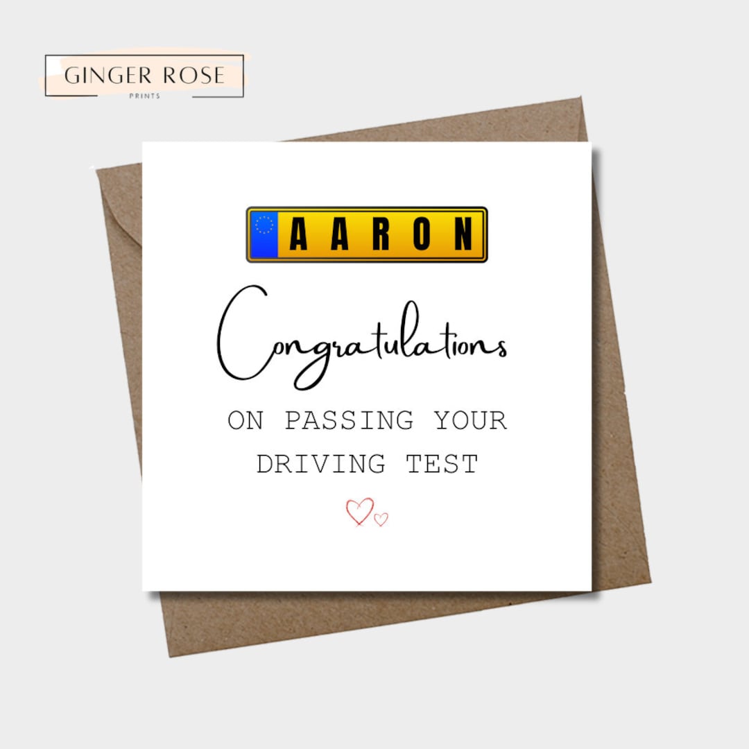 Congratulations Card, Passed Driving Test Card, Driving Test Cards ...