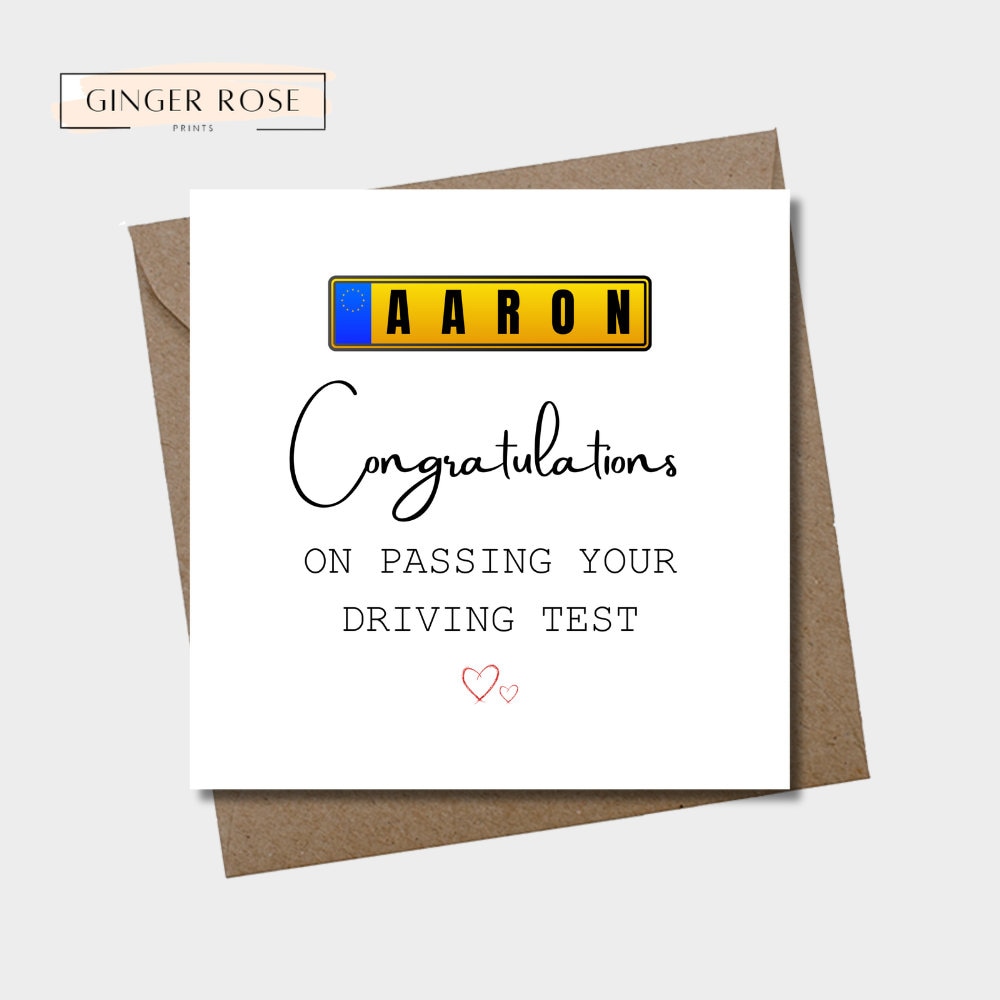 Congratulations Card, Passed Driving Test Card, Driving Test Cards ...