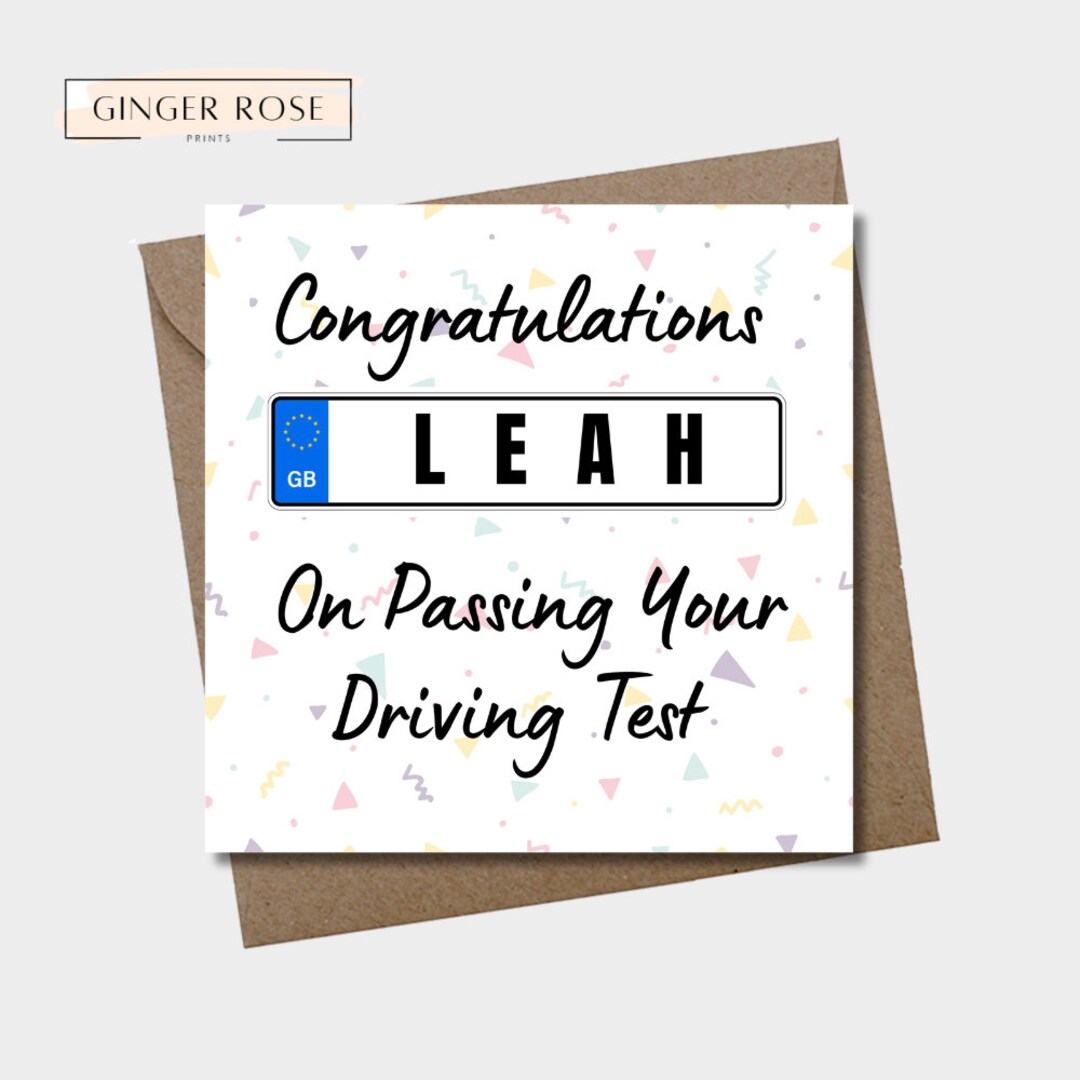 Congratulations Card, Passed Driving Test Card, Driving Test Cards ...