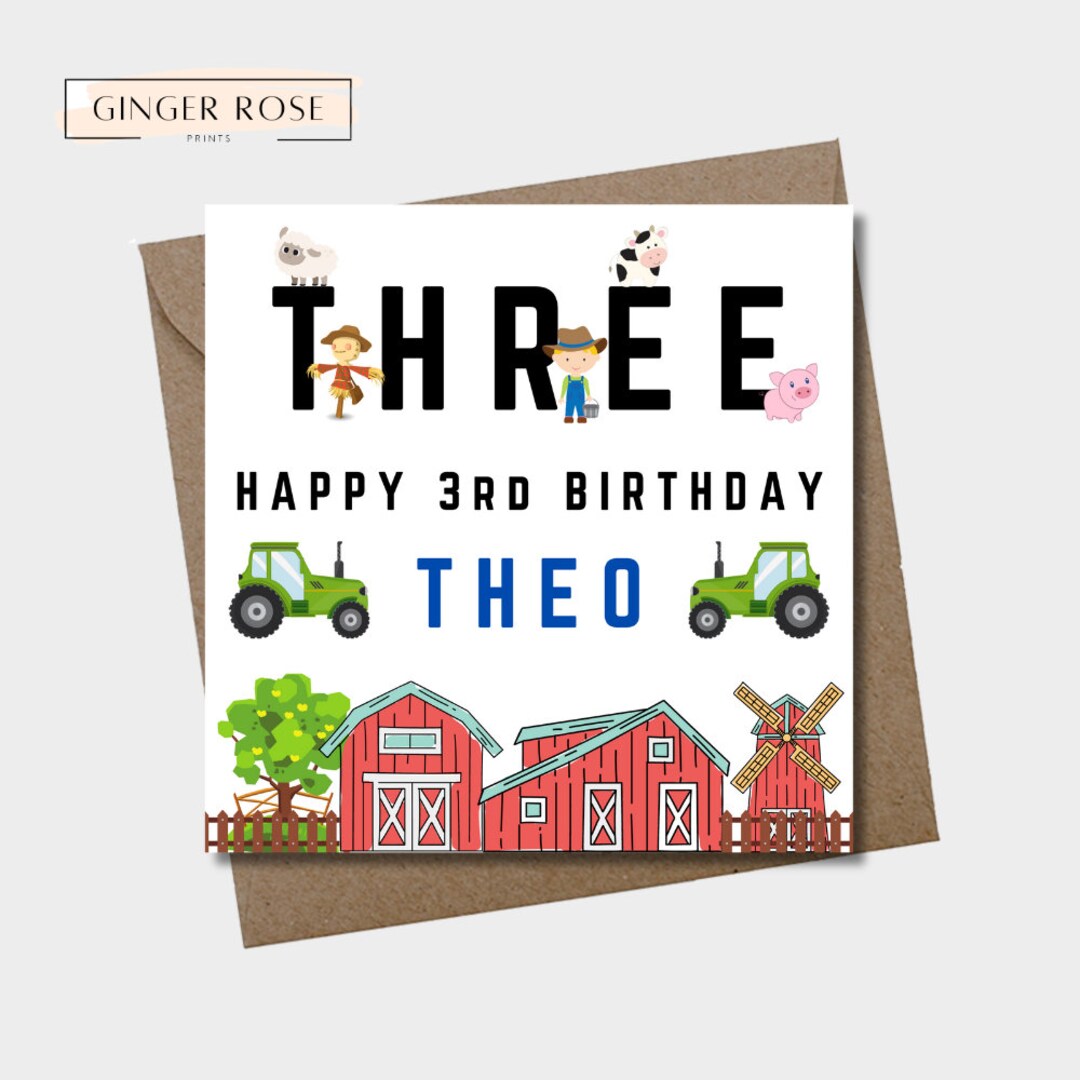 Farm Animals Birthday Card, Special Children's Birthday Card ...