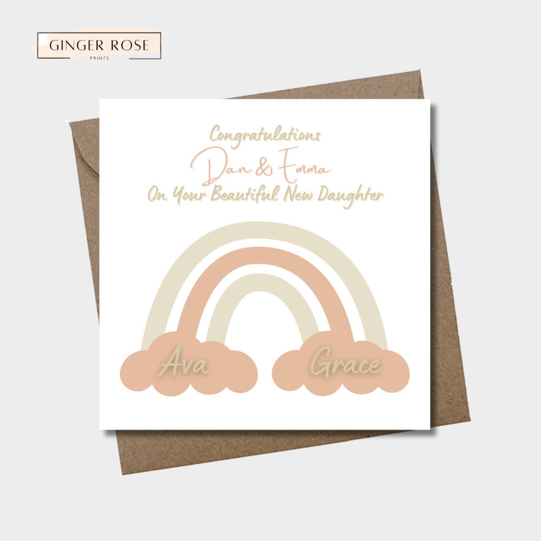 New Born Baby Cards, Congratulations Card, Personalised Baby Cards, New ...