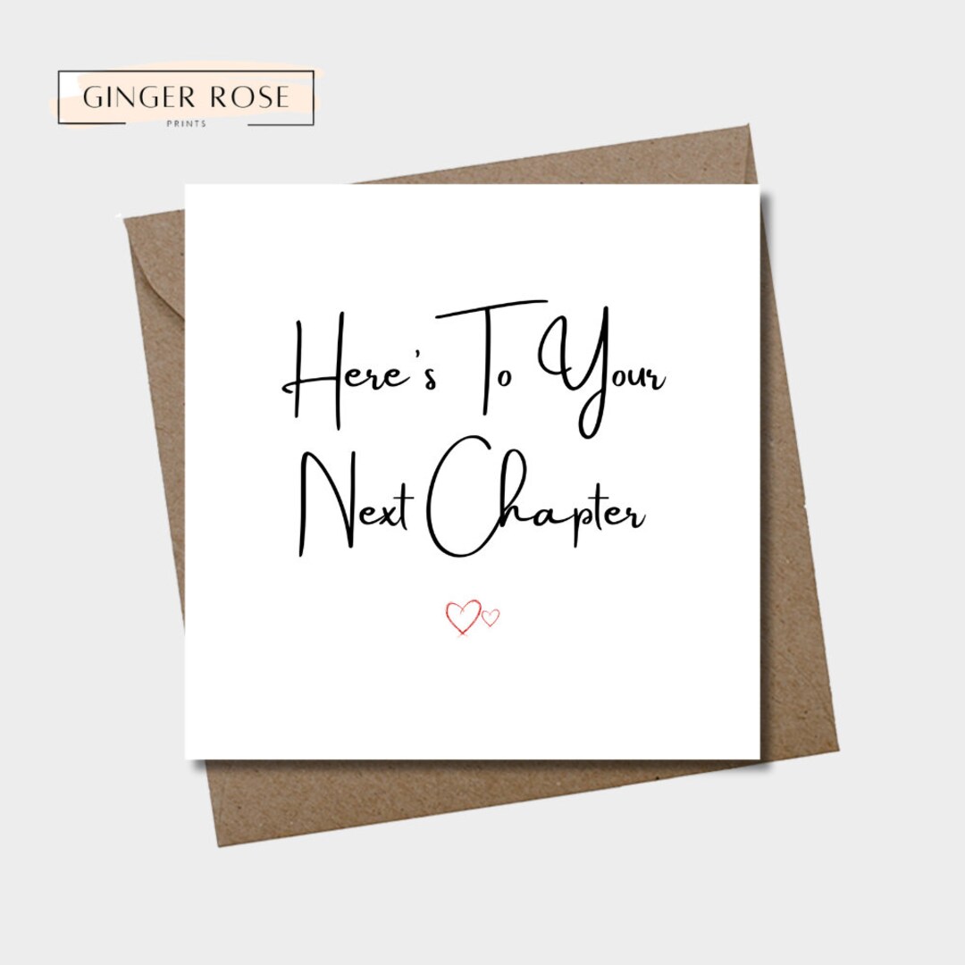 Here's to Your Next Chapter Card, New Job Cards, Congratulations Card ...