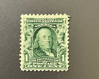Rare Left Facing Benjamin Franklin One Cent United States Postage Stamp ...