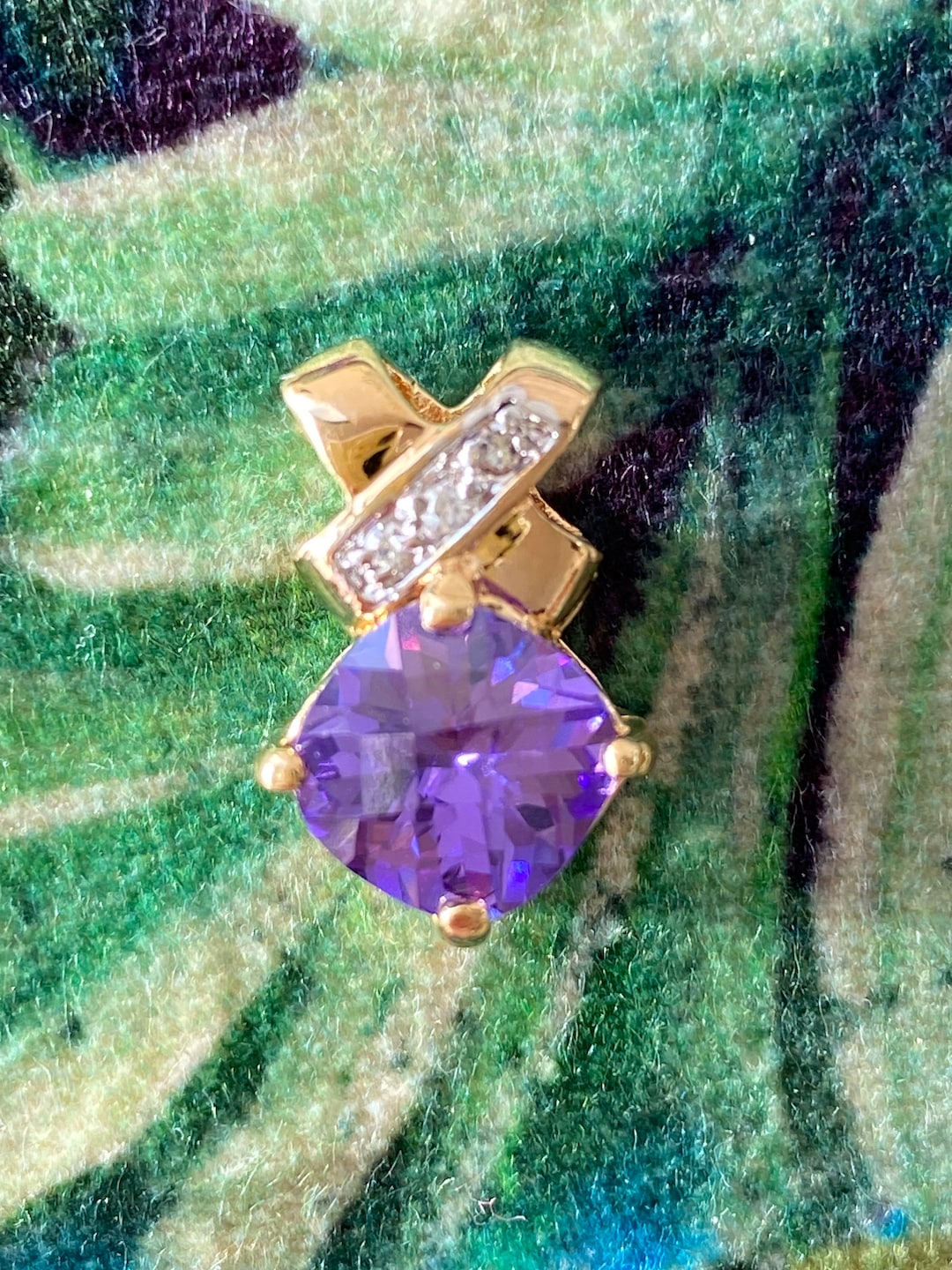Vintage Amethyst Cubic Zirconia Pendant Charm Gold Plated 9ct - Etsy