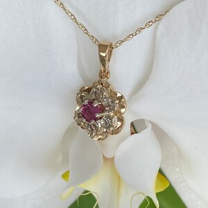 Vintage Garnet Diamond Pendant 9ct Gold - Etsy