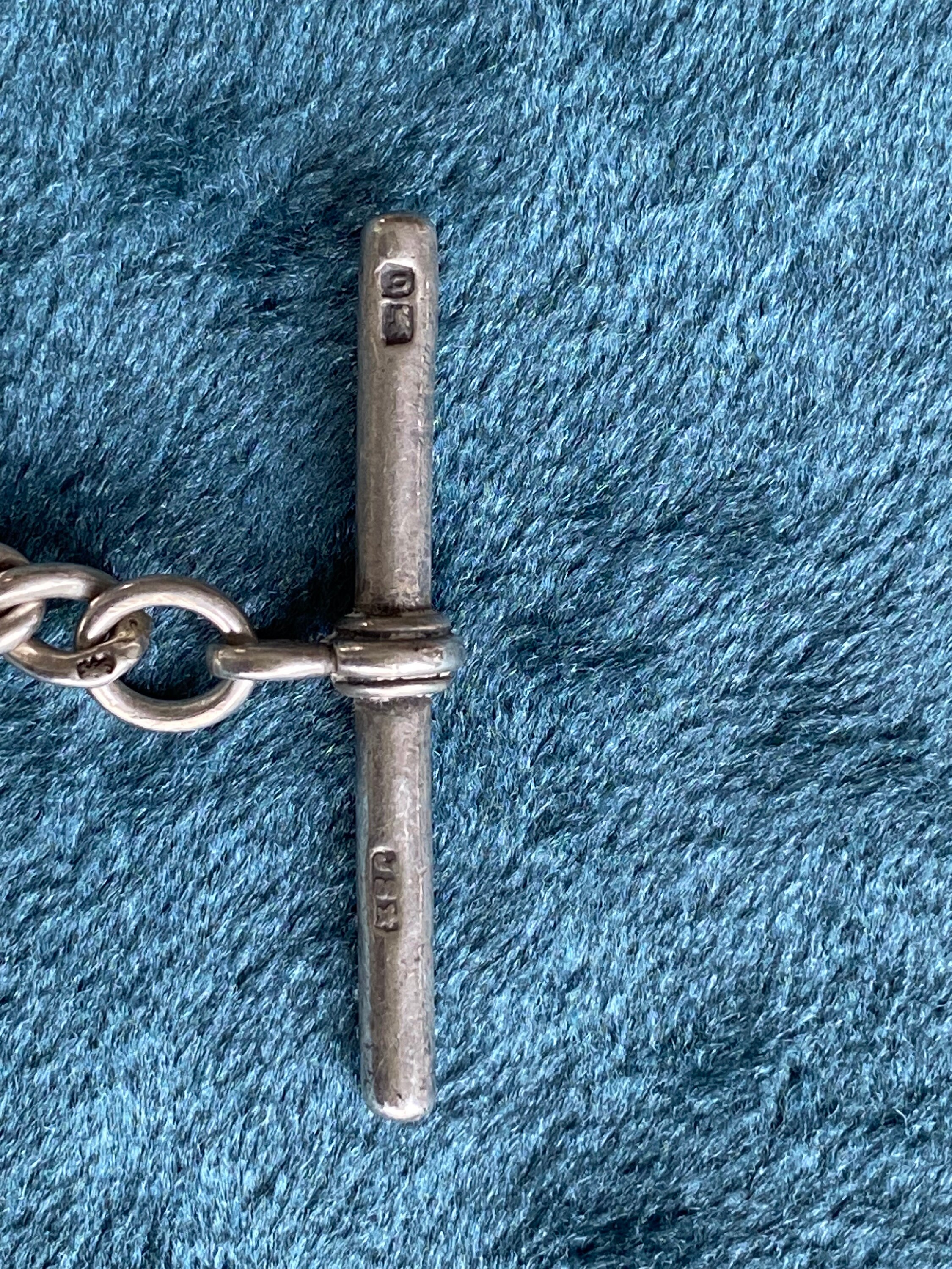 Antique Silver Watch Chain T Bar Clasp Sterling Silver Edwardian Albert ...