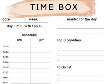 Time Box Minimalist Daily & Weekly Planner - Etsy