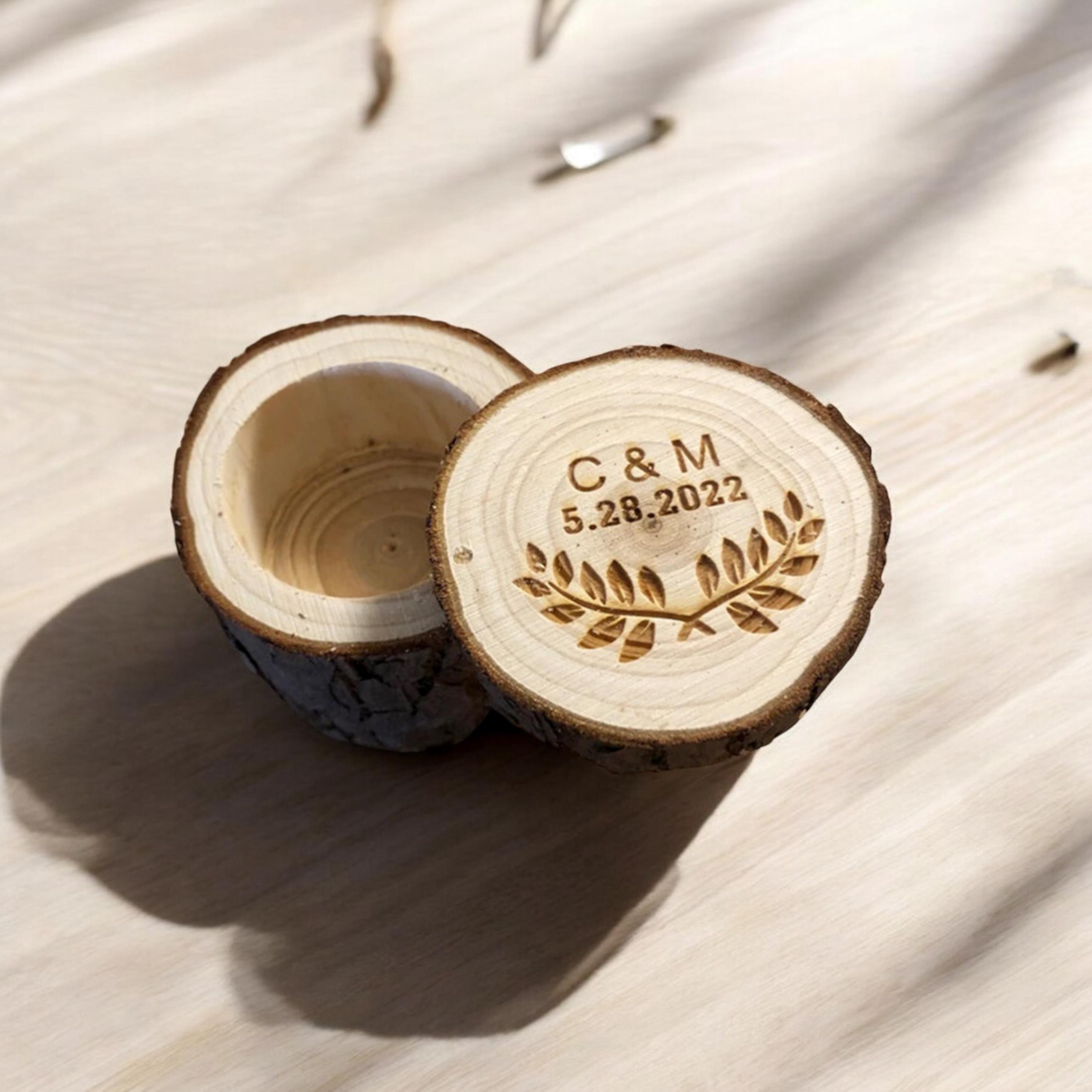 Wedding Ring Box, Ring Bearer Box, Engraved Wood Bearer for Wedding ...