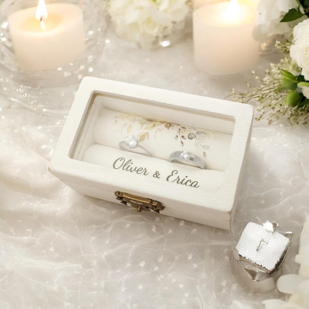 Wedding Ring Box, Ring Bearer Box, Engraved Wood Bearer for Wedding ...