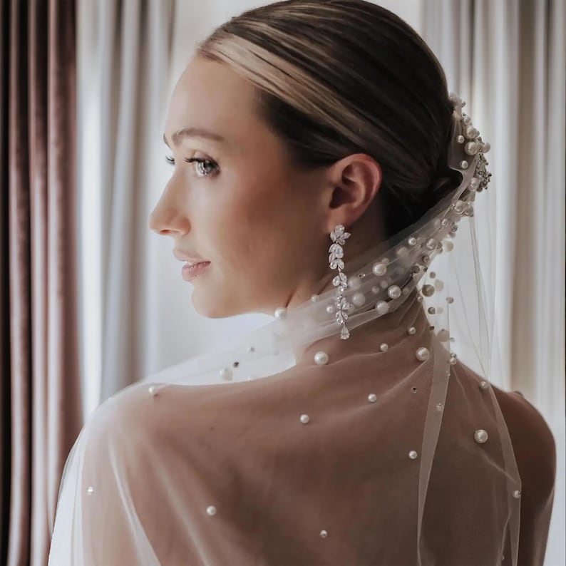 Pearl Veil, Bridal Veil With Pearls, Bride Headpiece, Wedding Headpiece ...