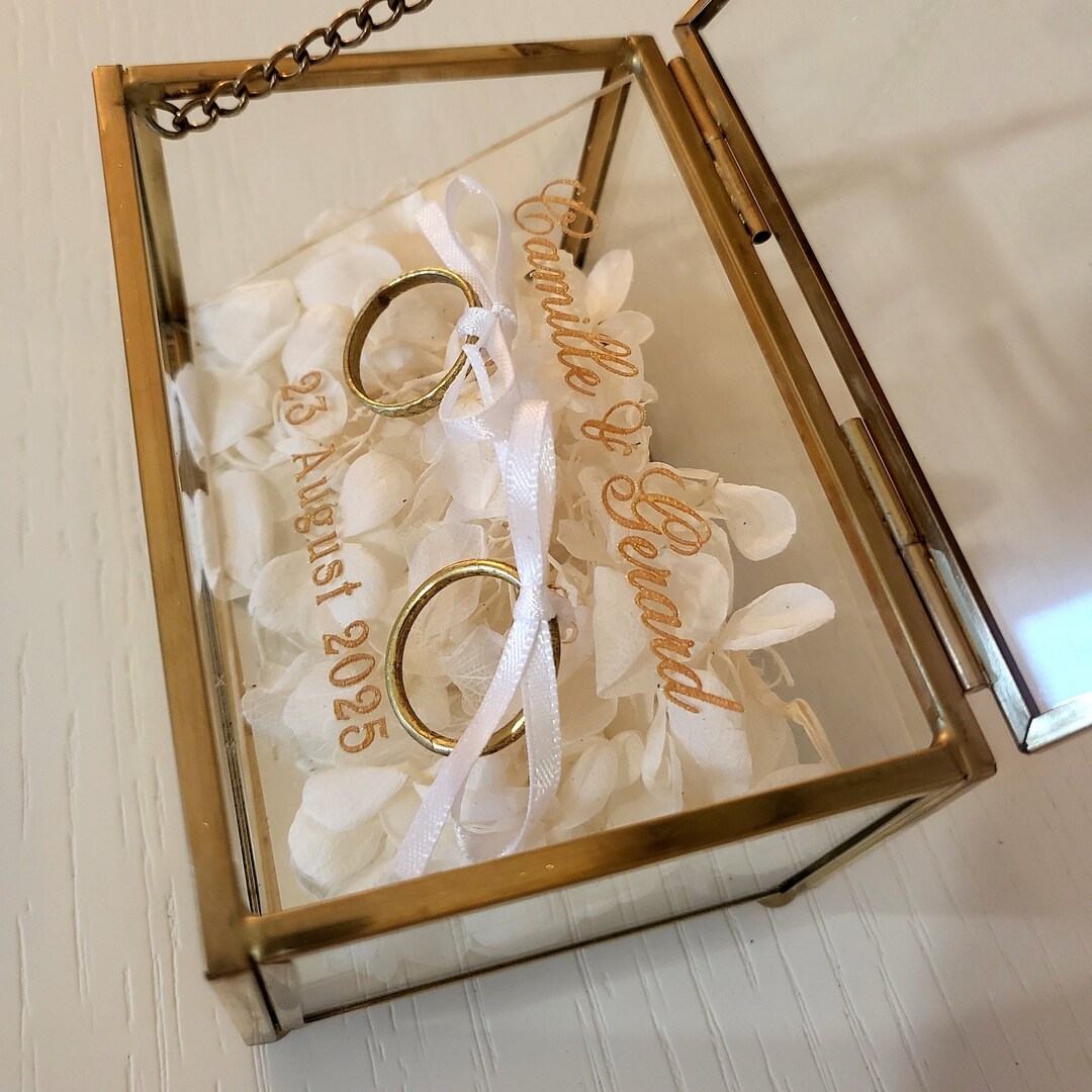 Engraved Glass Wedding Ring Box, Personalized Keepsake - Etsy