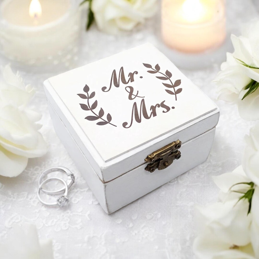 Wedding Ring Box, Ring Bearer Box, Engraved Wood Bearer for Wedding ...