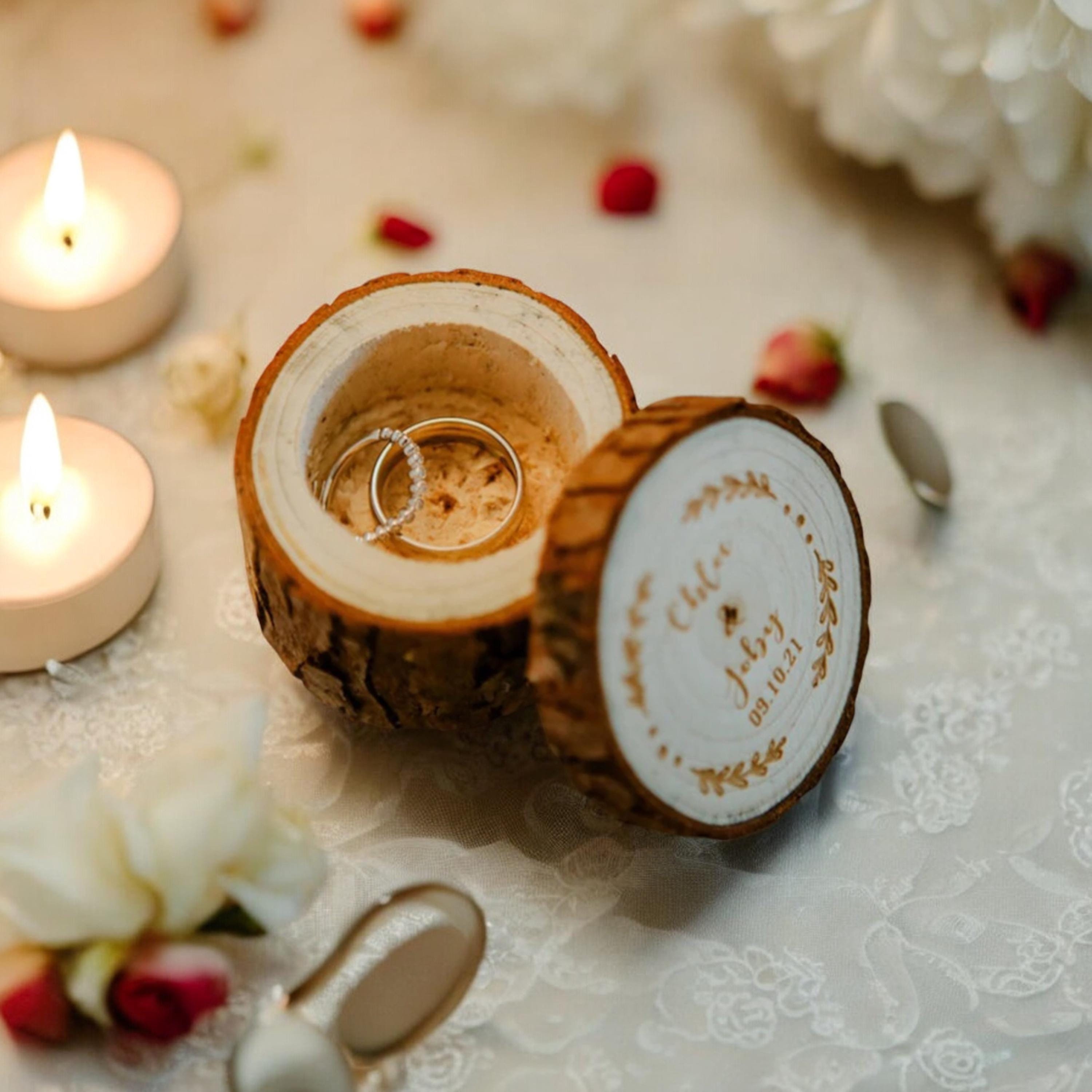 Wedding Ring Box, Ring Bearer Box, Engraved Wood Bearer for Wedding ...