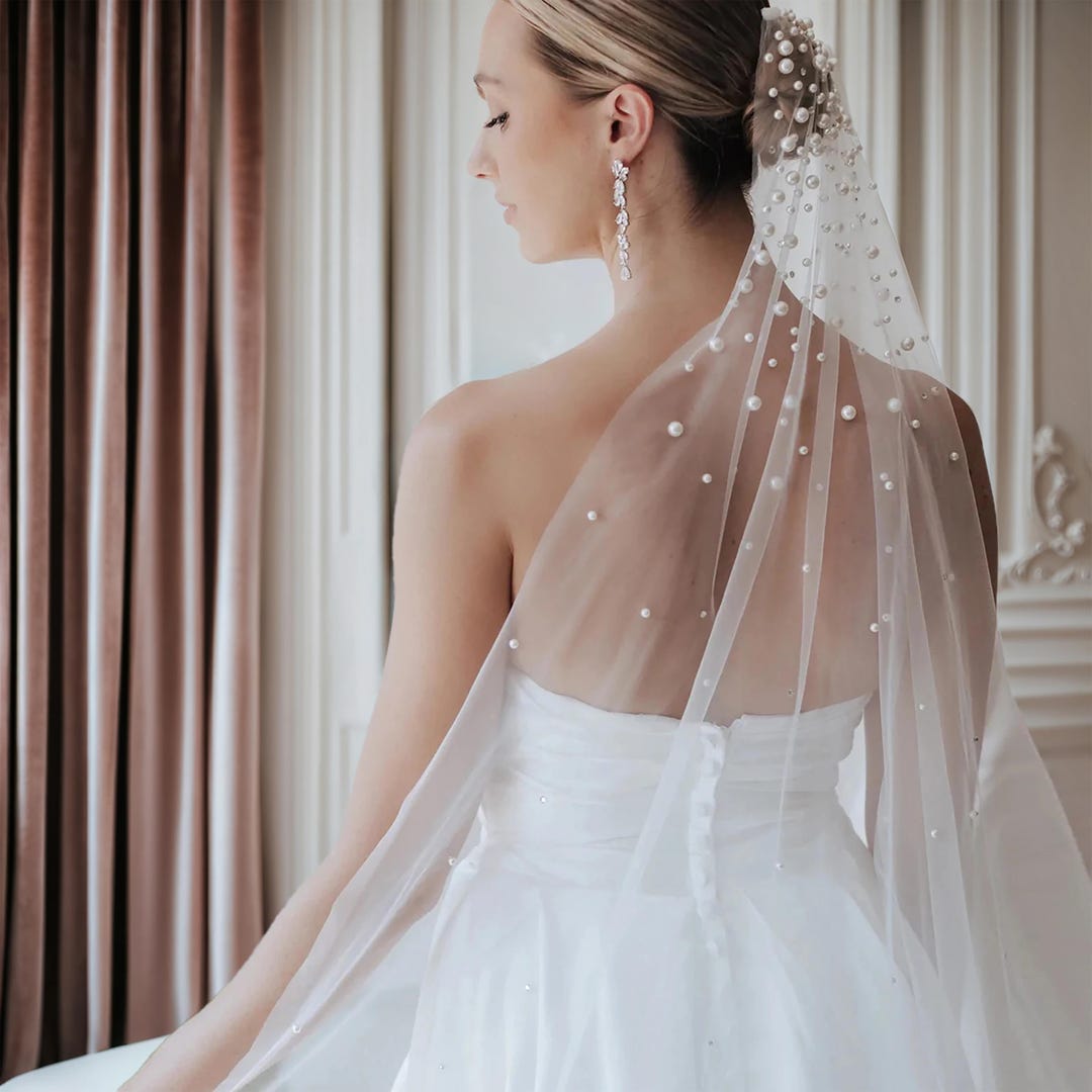 Pearl Veil, Bridal Veil With Pearls, Bride Headpiece, Wedding Headpiece ...