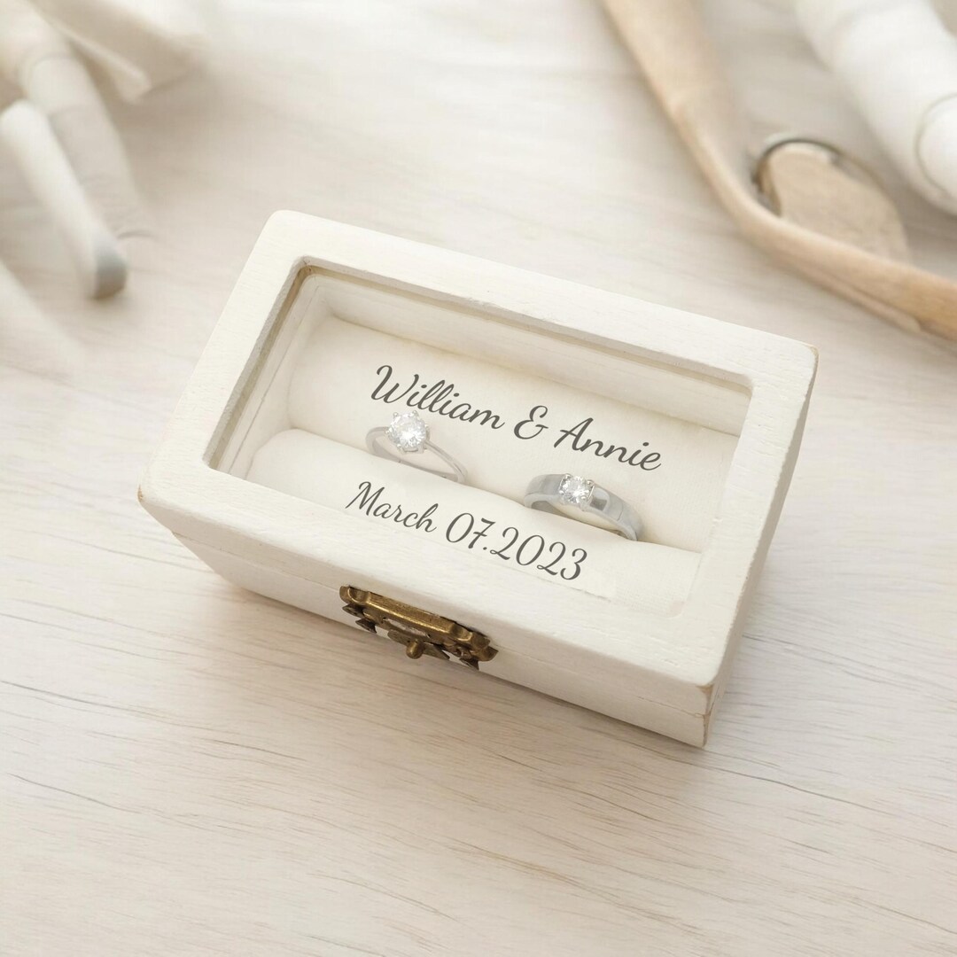 Wedding Ring Box, Ring Bearer Box, Engraved Wood Bearer for Wedding ...