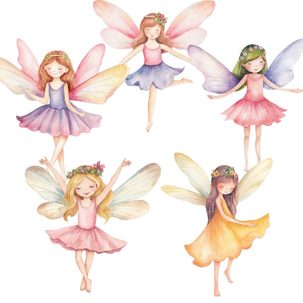 Whimsical Fairy Clip Art 10 High Res Watercolor Clipart JPG for Junk ...