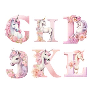 Unicorn Clipart Png Alphabet Decorative Letters Sublimation ...