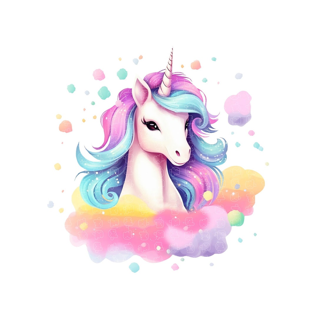 Cute Rainbow Unicorn Clipart Set PNG Unicorn Clipart Fantasy Clipart Watercolor Clipart Instant ...