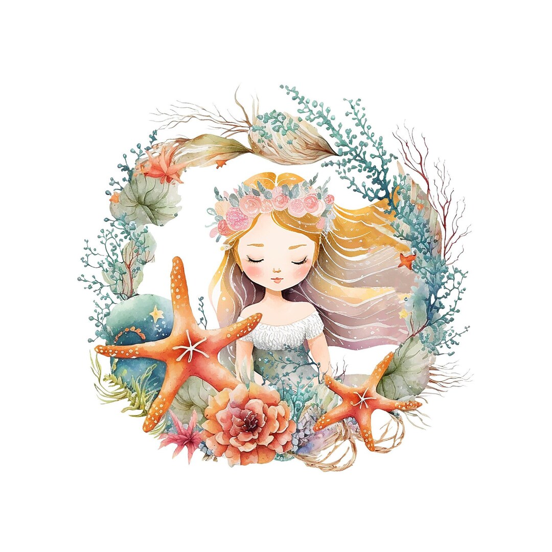 Princess Mermaid PNG, Sublimation Design, Under the Sea PNG, Mermaid ...