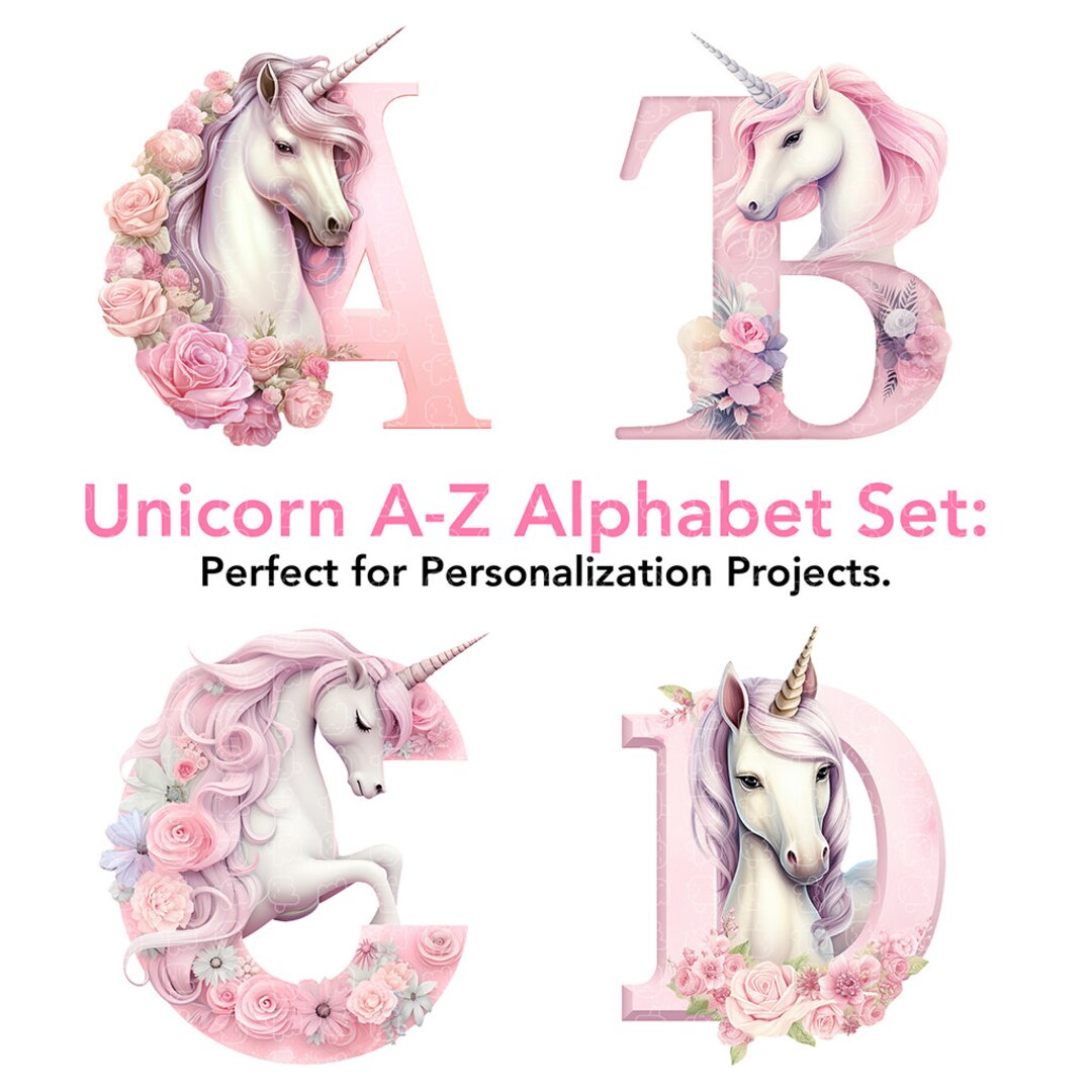 Unicorn Clipart Png Alphabet Decorative Letters Sublimation ...