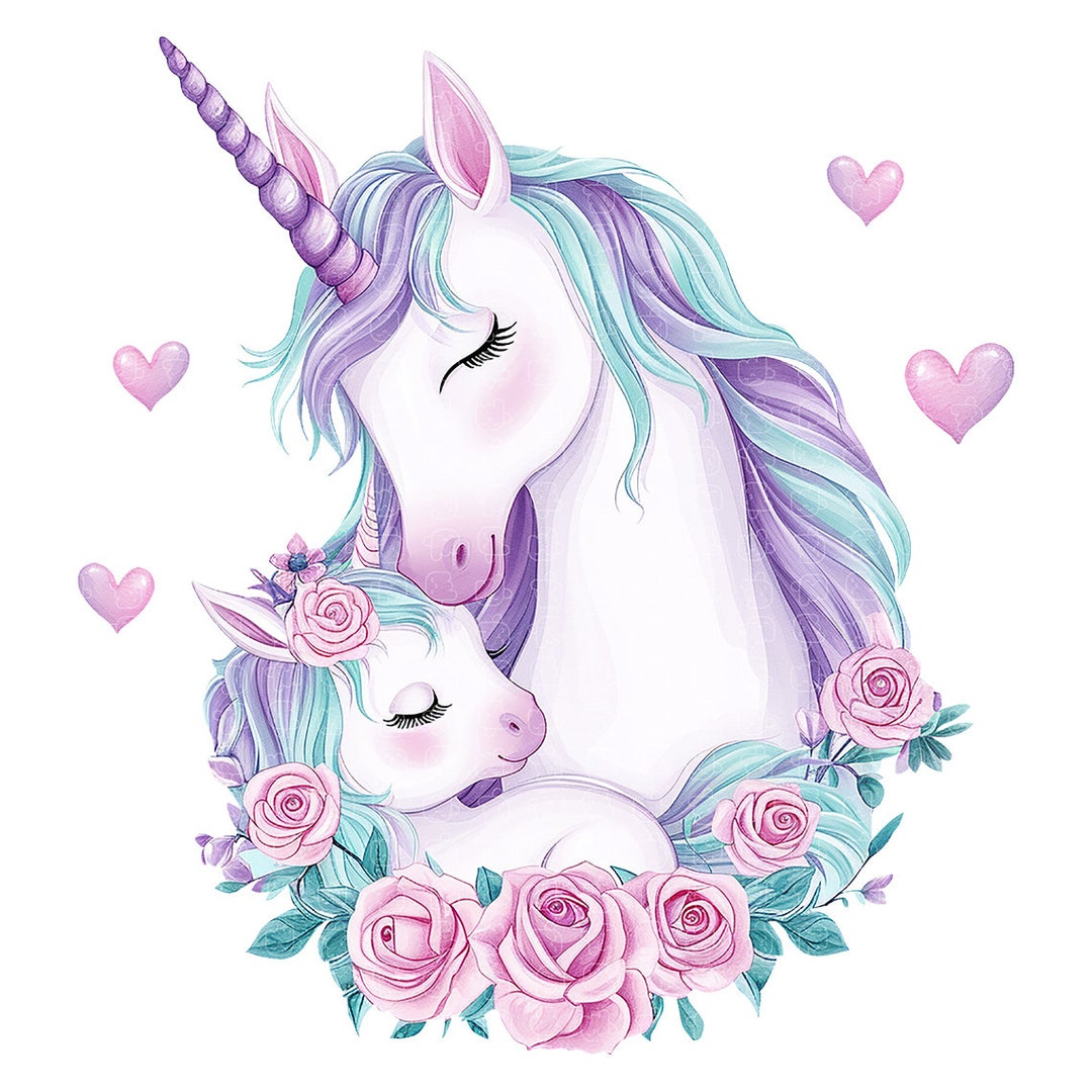 Mothers Day Unicorn Pink Purple PNG Clipart Mummy an Baby Cuddle Love ...
