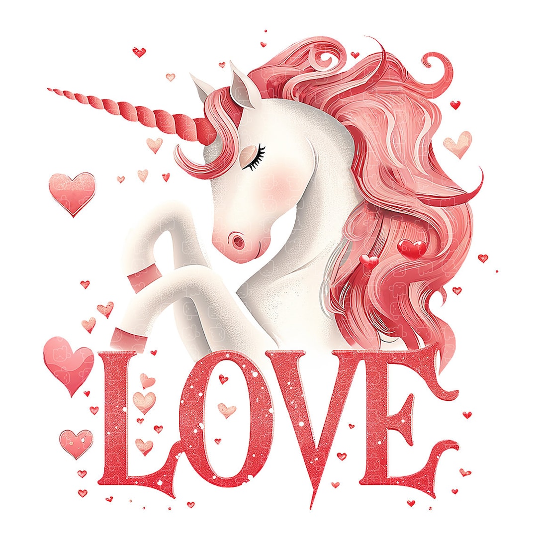 Valentines Day in Love Unicorn PNG Clipart Red Love Hearts Unicorns ...