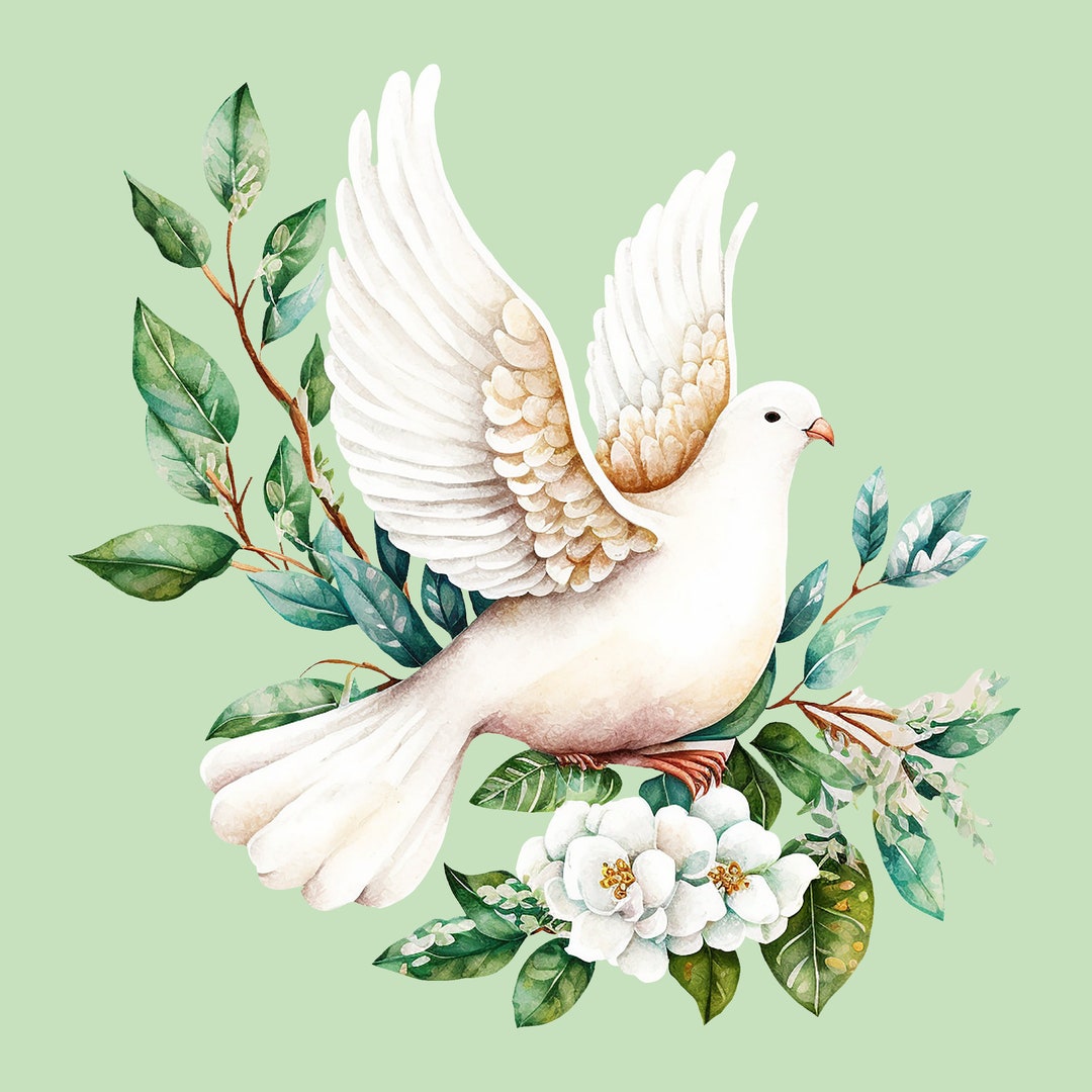 Spring Easter Watercolor Dove Clipart Summer Bird Beautiful White Doves ...