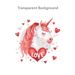 Valentines Day Love Hearts Unicorn PNG Clipart Red Love Heart Unicorns ...