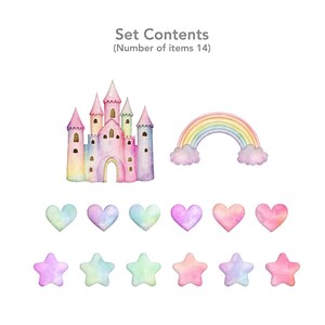 Rainbow Princess Castle Clipart Baby Girl Watercolor Clipart Little Princess Clip Arts Nursery ...