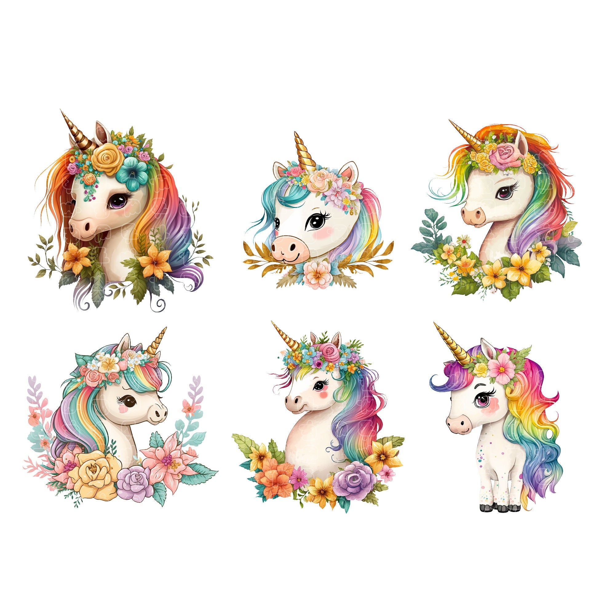 Cute Unicorn Clipart Unicorn Clipart Birthday Unicorn - Etsy