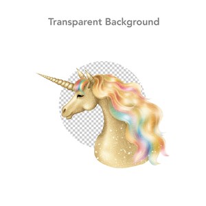 Unicorn Clipart PNG Gold Glitter Watercolor Cosmic Rainbow Magical ...