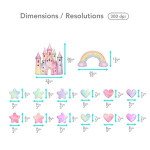 Rainbow Princess Castle Clipart Baby Girl Watercolor Clipart Little Princess Clip Arts Nursery ...