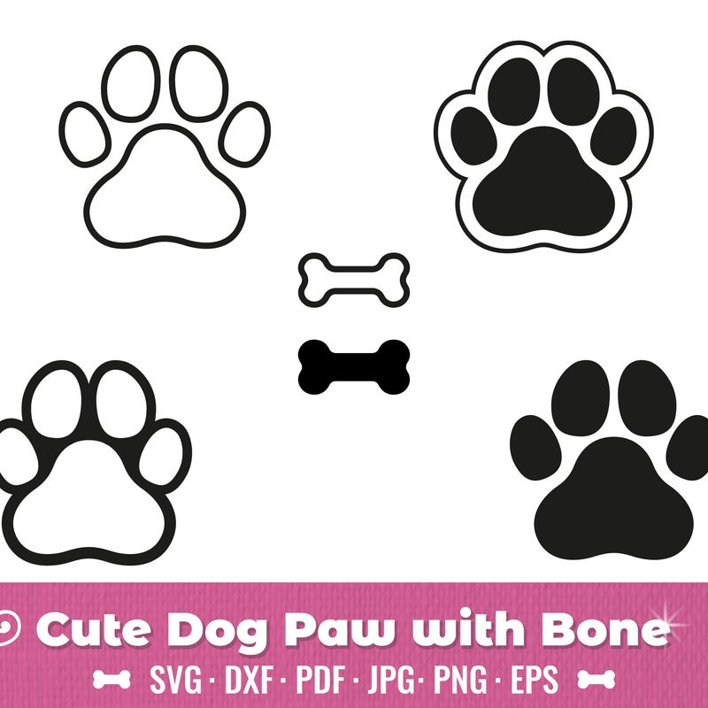 Dog Paw With Outline Svg - Etsy