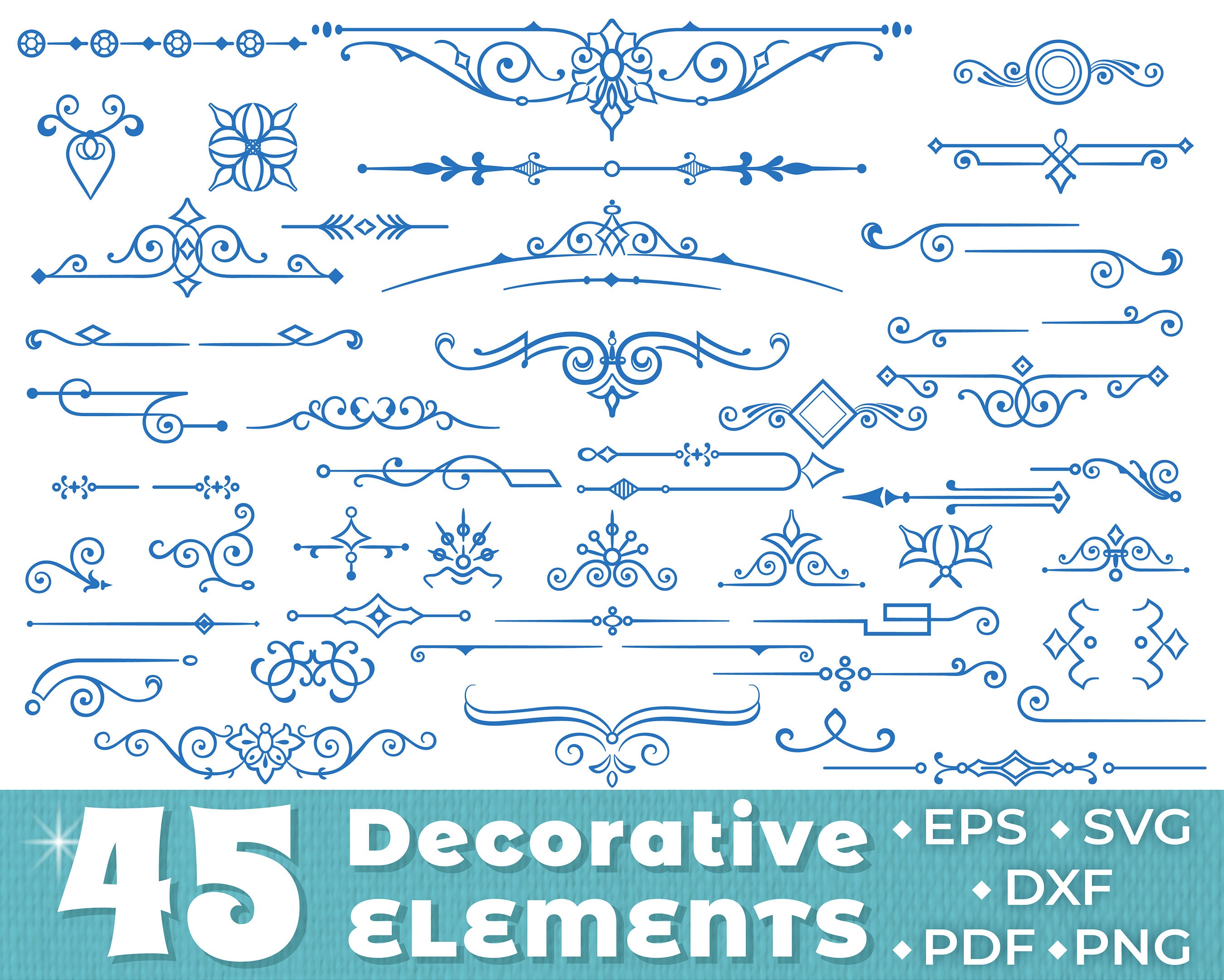 Decorative Text Dividers Ornaments Borders SVG Corner Swirl Design ...