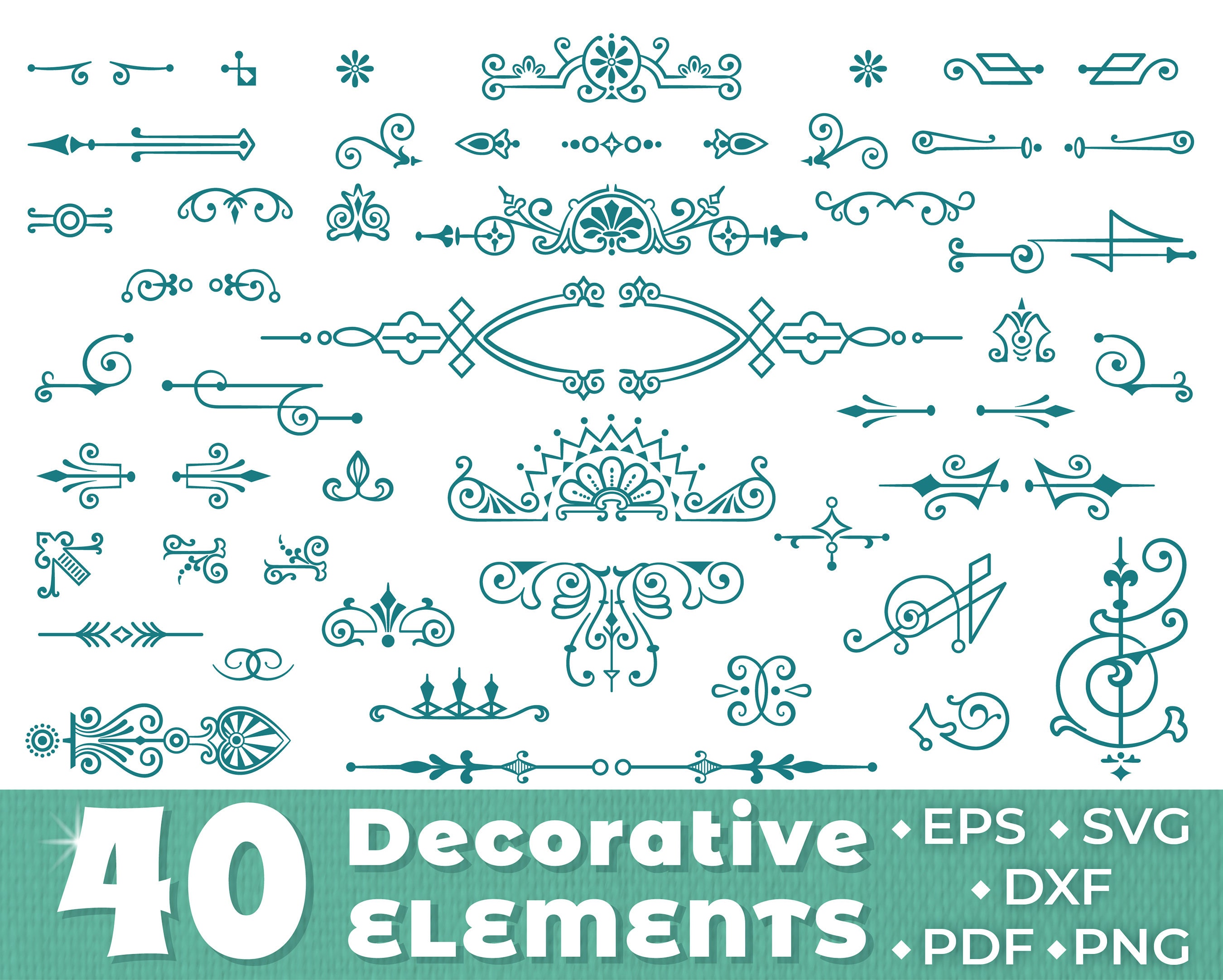 Swirl Scroll Border Filigree Decorative Ornaments Svg, Flourish Design ...