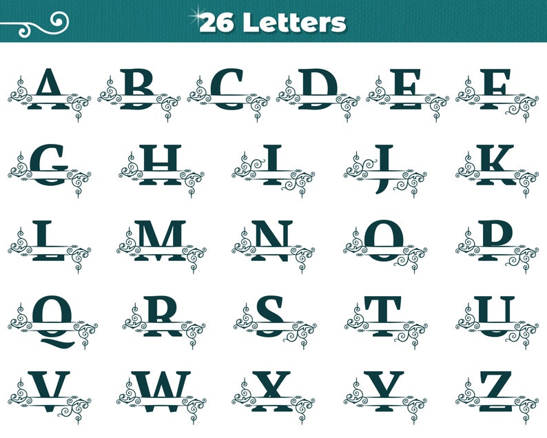 Split Monogram SVG DXF PNG, Alphabet Frame, Numerals, Letters, Family ...